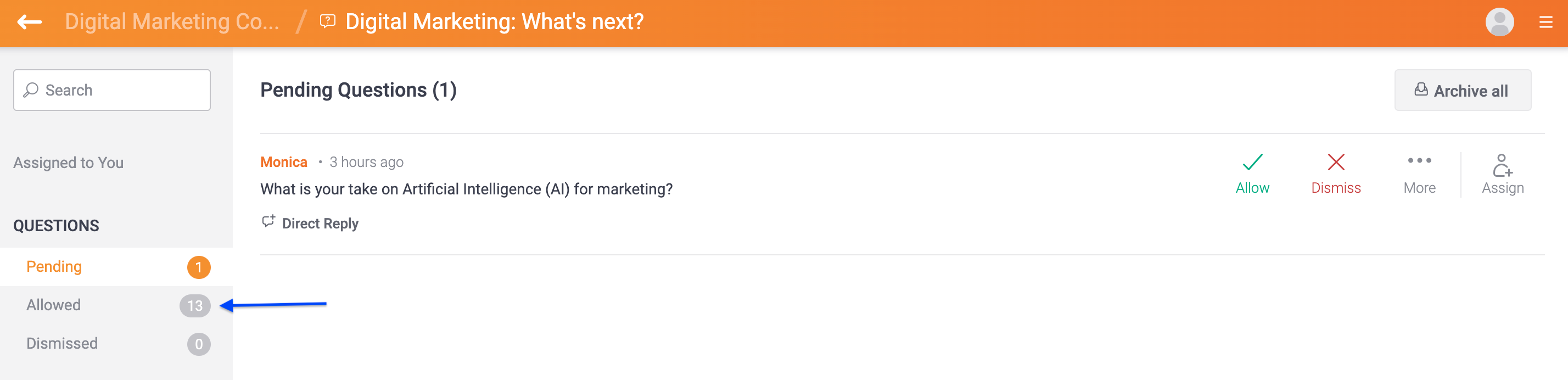 How to filter questions on the Admin Panel – Help Centre