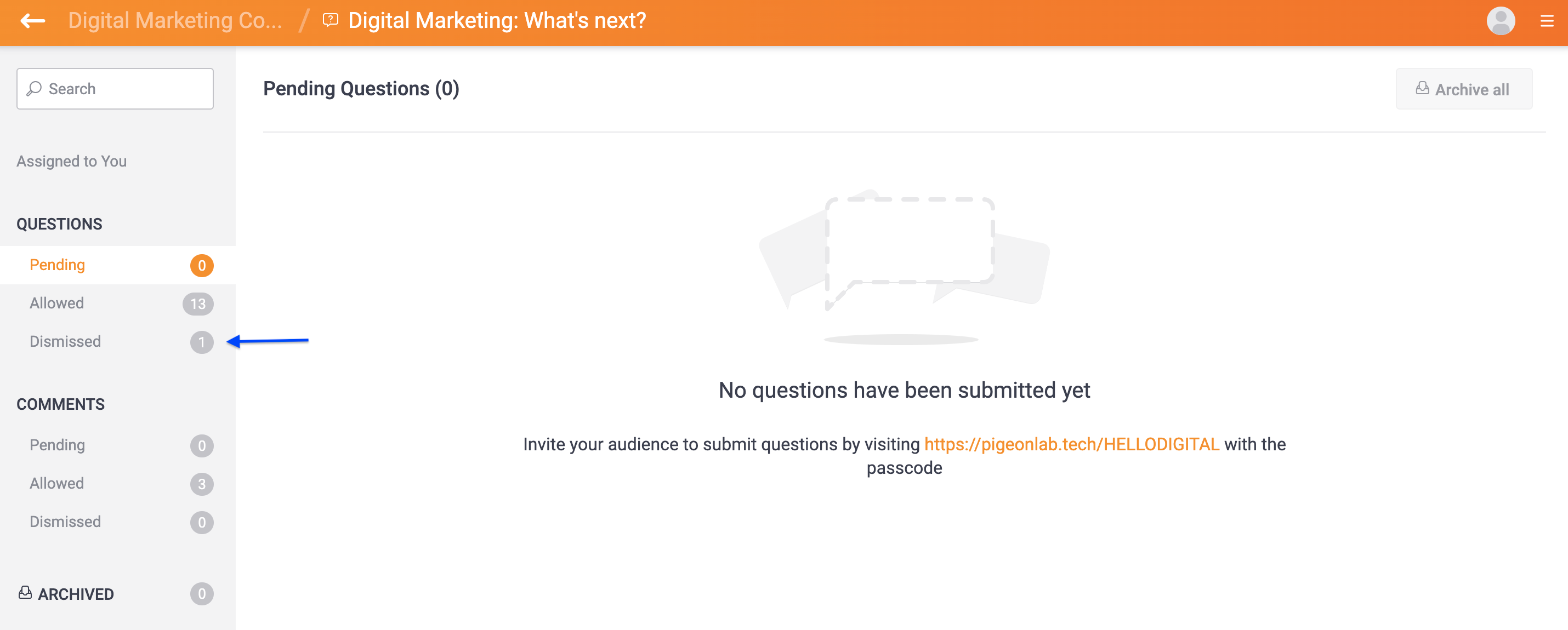 How to filter questions on the Admin Panel – Help Centre