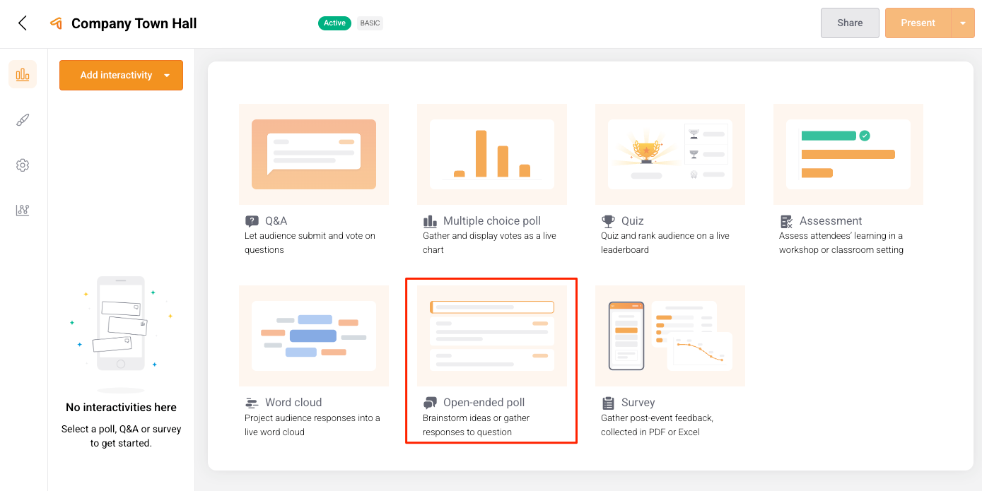 Create an Open-Ended Poll Interactivity – Help Centre