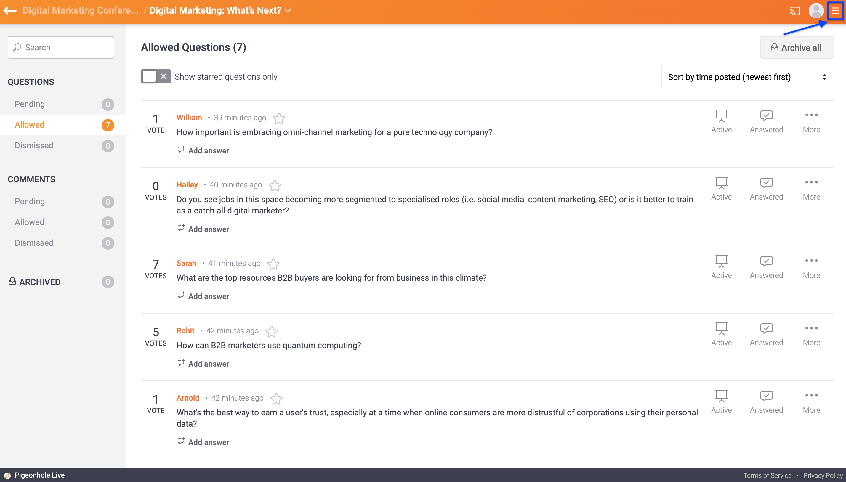 How to filter questions on the Admin Panel – Help Centre